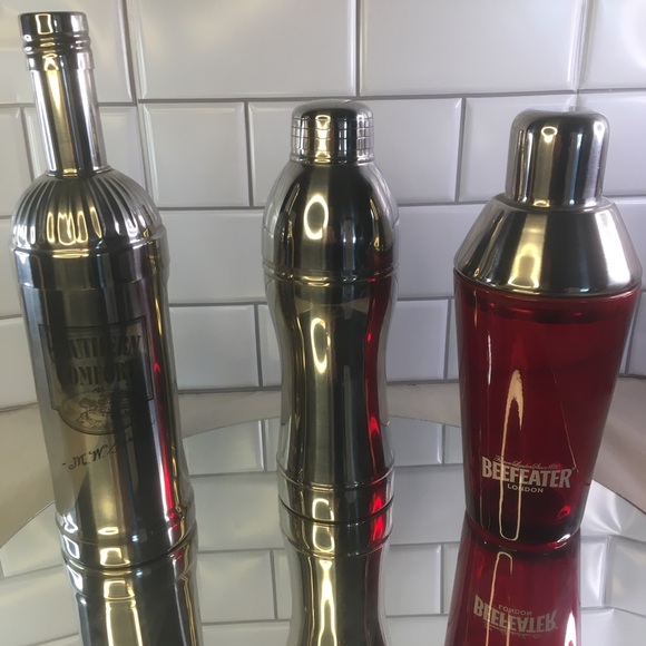 Trudeau | Dining | Stainless Steel Bar Set Shakers Grey Goose Beefeater ...